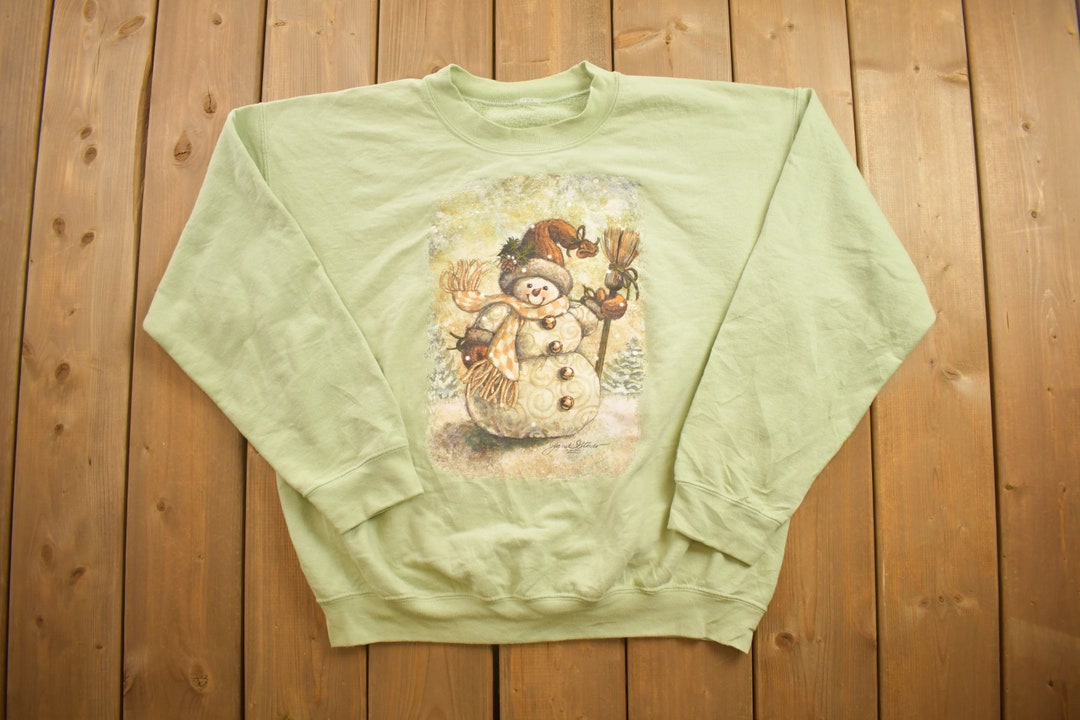 Vintage 1990s Cute Snowman Themed Crewneck Sweatshirt / 90s Crewneck ...