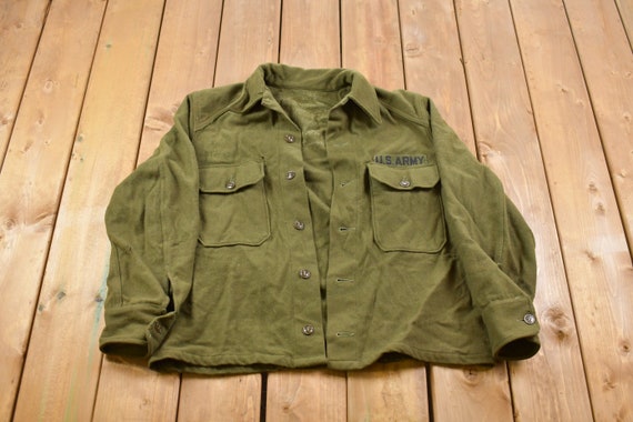 1953 Vintage Military Button Up Army Jacket / US Army… - Gem