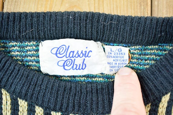 Vintage 1980s Classic Club Abstract Pattern Knit Crew… - Gem