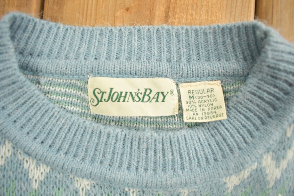 Vintage 1990s St John's Bay Pattern Knit Crewneck Sweater / Vintage 90s ...