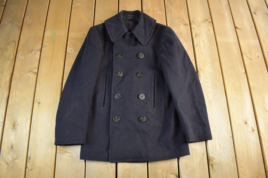 Vintage 1940s Ww2-cold War Era Naval Wool Coat Men's Small / Militaria ...