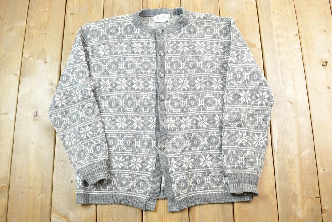 Vintage 1950s Jersild Full Button Down Ski Style Knit Cardigan Sweater ...