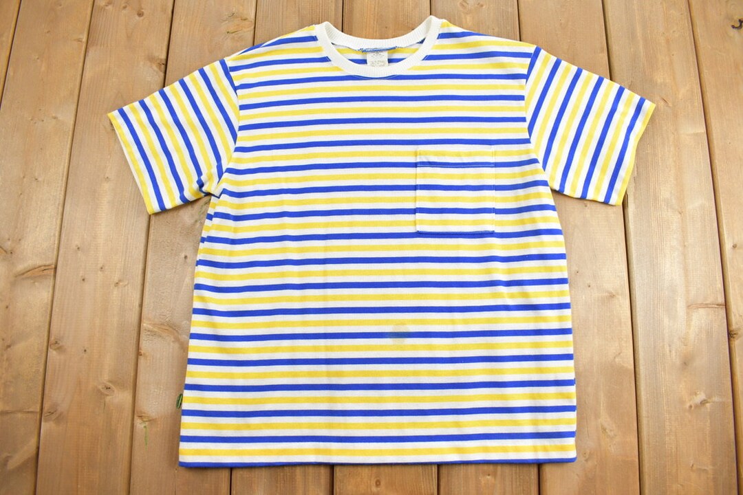 Vintage 1990s Horizontal Stripe Pocket T-shirt / Streetwear / Retro ...