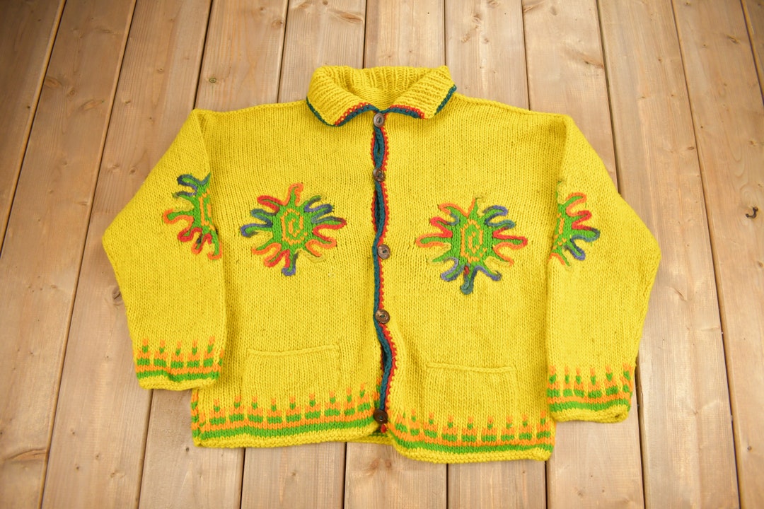 Vintage 1960s Psychedelic Style Wool Knit Sweater / Hippy Sweater ...