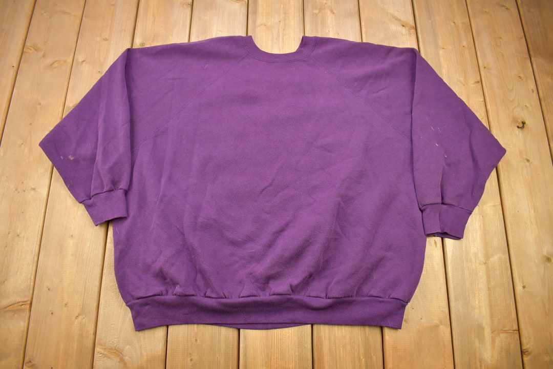 Vintage 1980s Tultex Purple Blank Raglan Crewneck Sweatshirt / 90s ...