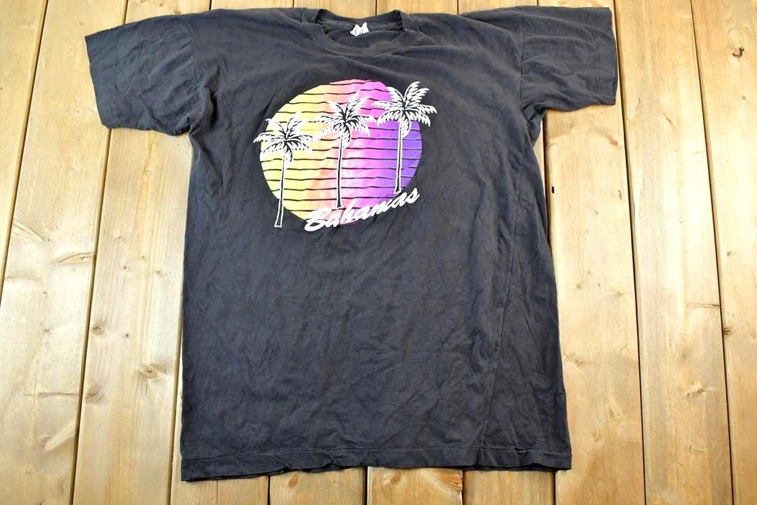 Vintage 1980s Bahamas Neon Palm Trees Single Stitch T-shirt / 80s ...