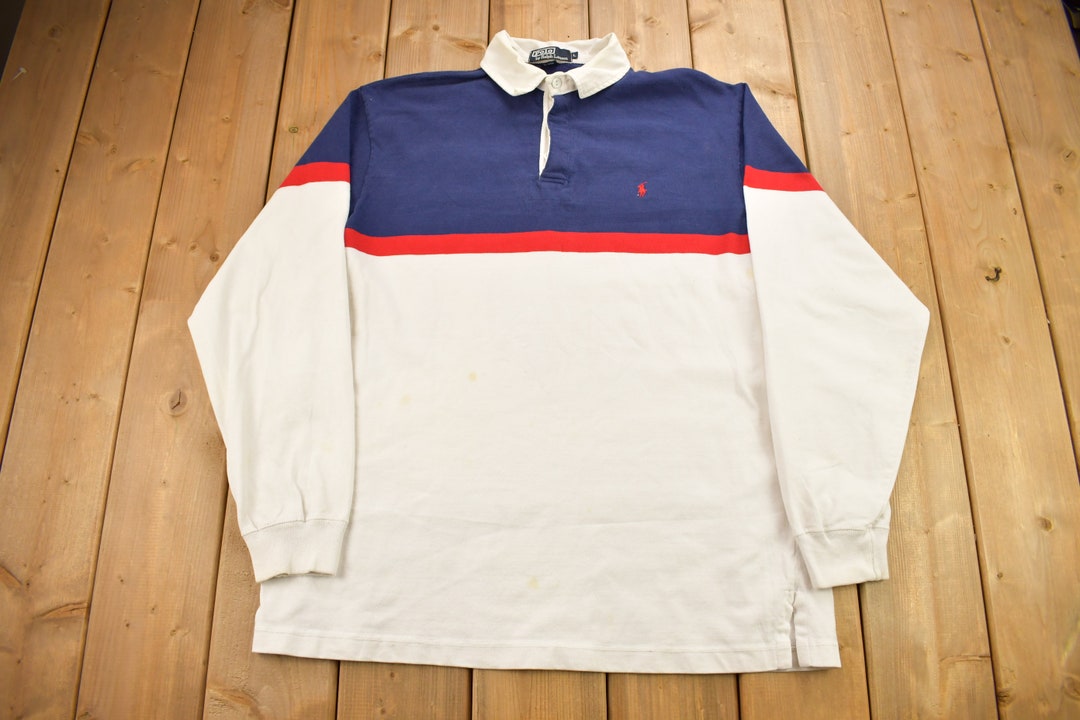 Vintage 1990s Polo Ralph Lauren Color Block Rugby Sweatshirt / Vintage Polo / Made in USA ...