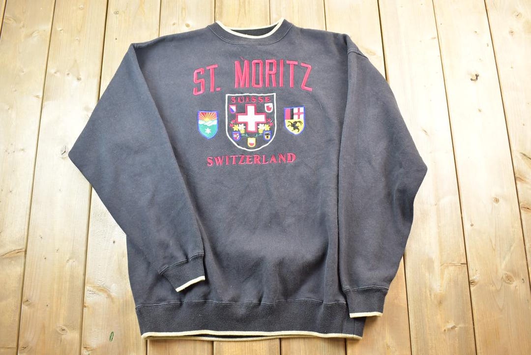 Vintage 1990s St Moritz Switzerland Danaggers Crewneck Sweatshirt / 90s ...