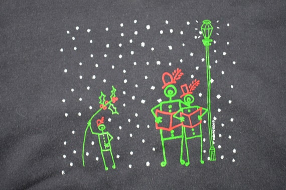Vintage 1990s Stick Figure Christmas Sweater / 90s Ho… - Gem