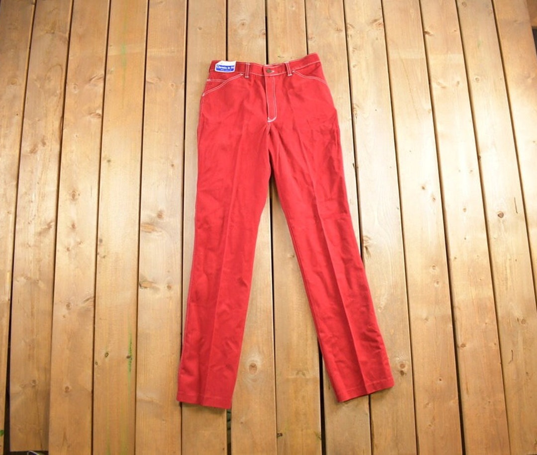 Vintage 1980s Chemin De Fer Red Pants Size 28x33/ Made in Canada/ Red ...