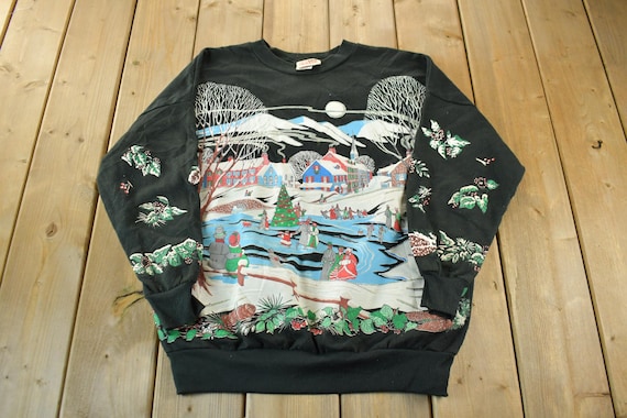 Vintage 1990s Winter Scene Outdoor Graphic Crewneck S… - Gem