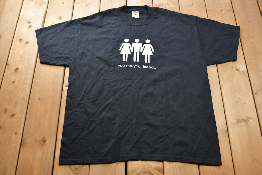 Vintage Y2K You Me Your Friend Stick Figures Graphic T-shirt ...