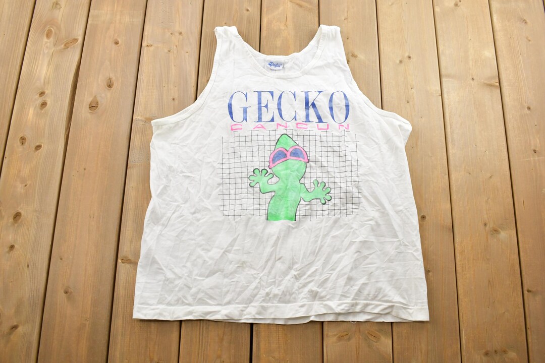 Vintage 1990s Gecko Cancun Souvenir Tank Top / Streetwear / Made in USA ...