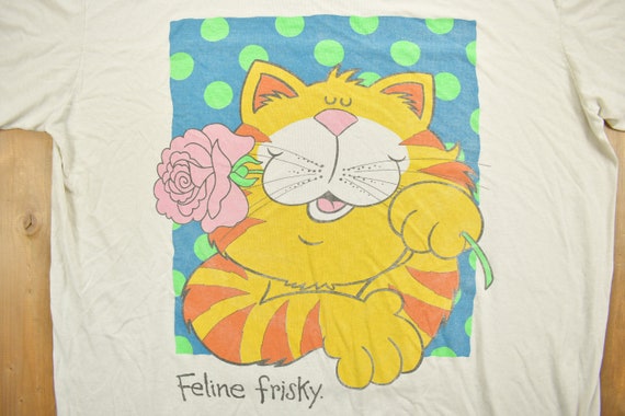 Vintage 1990s Feline Frisky Funny Cat Theme Graphic T… - Gem