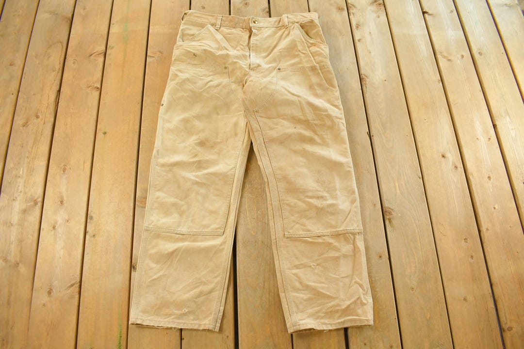 Vintage 1980s Carhartt Distressed Sun Faded Double Knee Pants Men's 37 ...