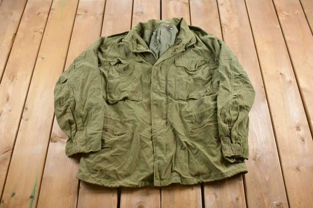Vintage 1980s Military Field Jacket / Button up Jacket / US Army Green ...