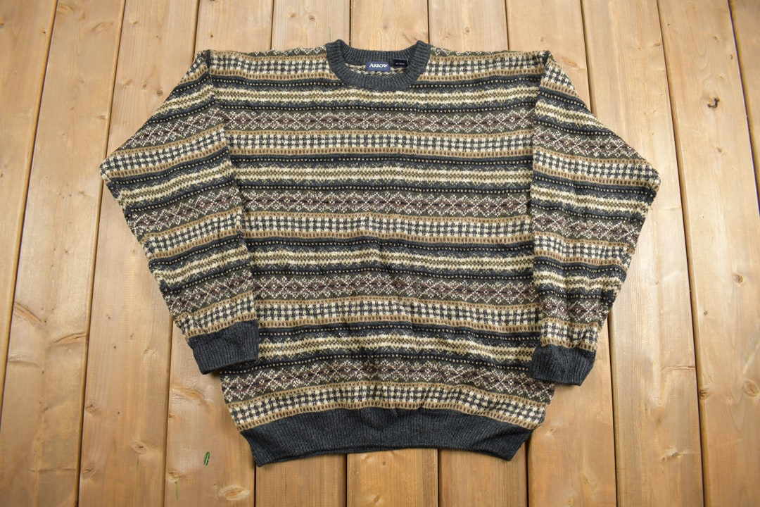 Vintage 1990s Arrow Knit Crewneck Sweater / Vintage 90s Crewneck / All ...