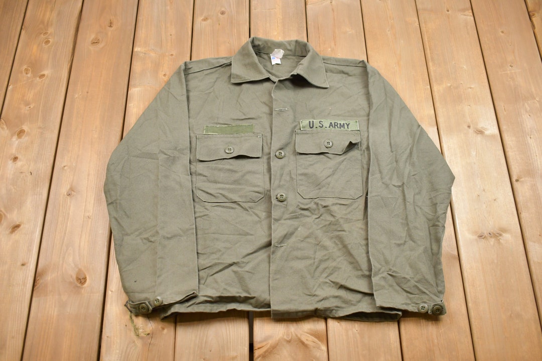 Vintage 1990s Army Button Up Shirt / Made Proudly in / 1990s Button Up ...