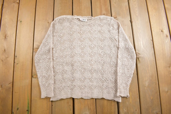 Vintage 1990s Sea Shell Knit Pattern Crewneck Sweater… - Gem