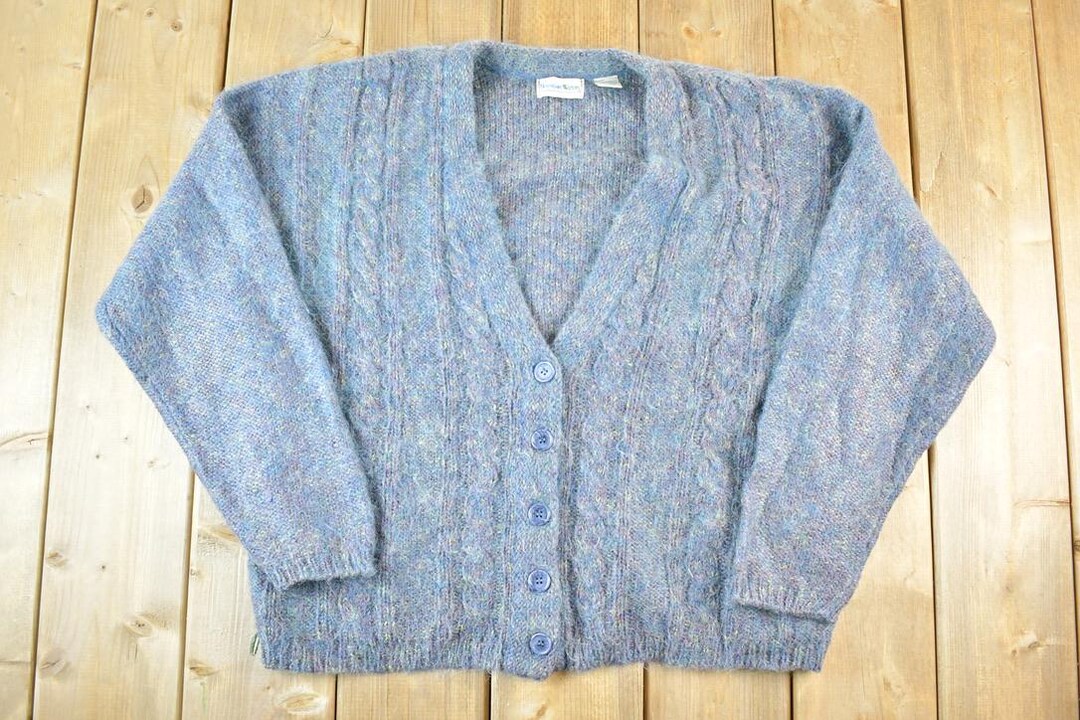 Vintage 1970s Boundary Waters Mohair Cable Knit Cardigan Sweater Womens ...