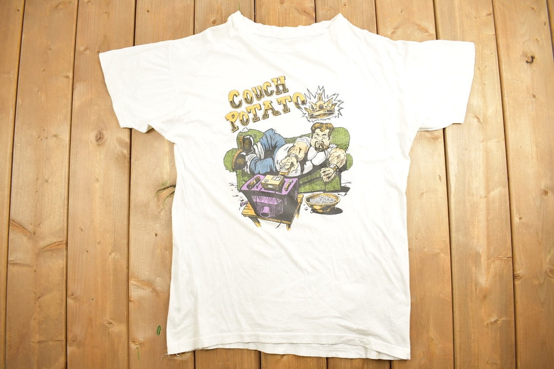 Vintage 1990s Couch Potato Funny Graphic T-shirt / Streetwear / Retro ...