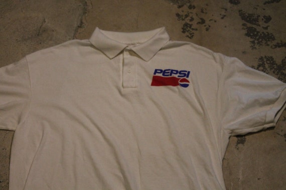 Vintage 1980s Pepsi Logo Polo T Shirt Graphic / Pepsi… - Gem