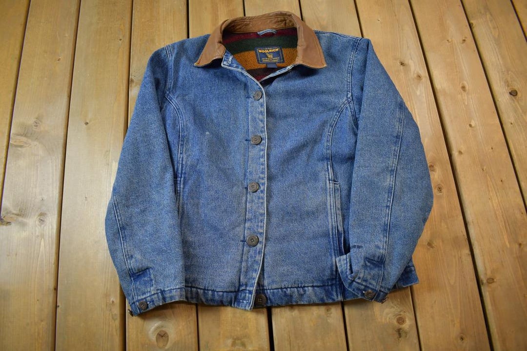 Vintage 2000s Woolrich Fleece Lined Denim Trucker Jacket - Etsy