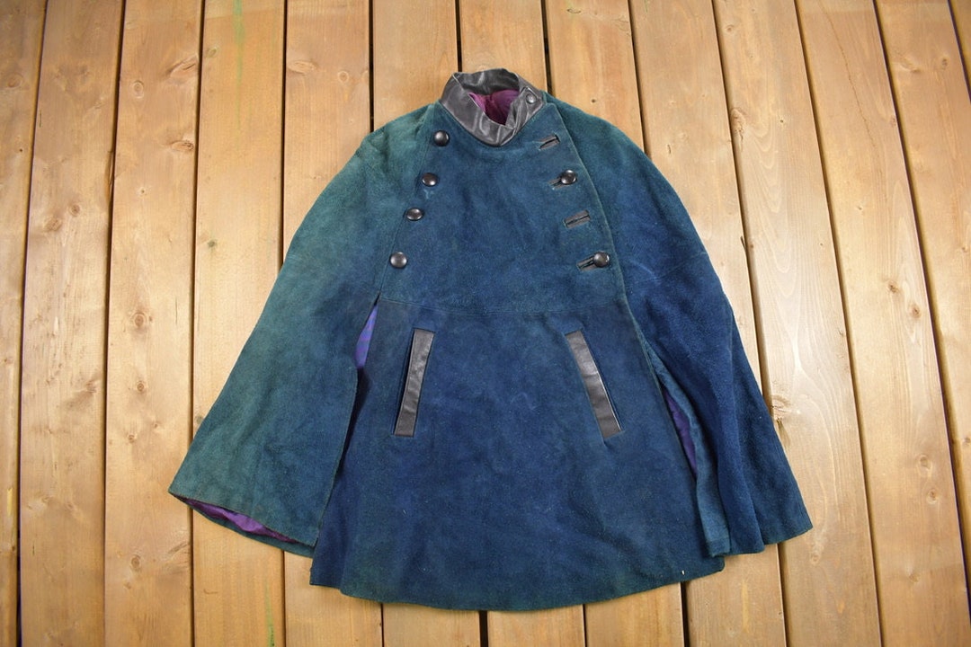 Vintage 1940's Suede Leather Button up Cape Coat / True Vintage / Odd ...