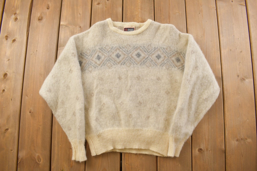 Vintage 1970s Knit Nordic Sweater Apres Ski / 70s Pullover / All Over ...
