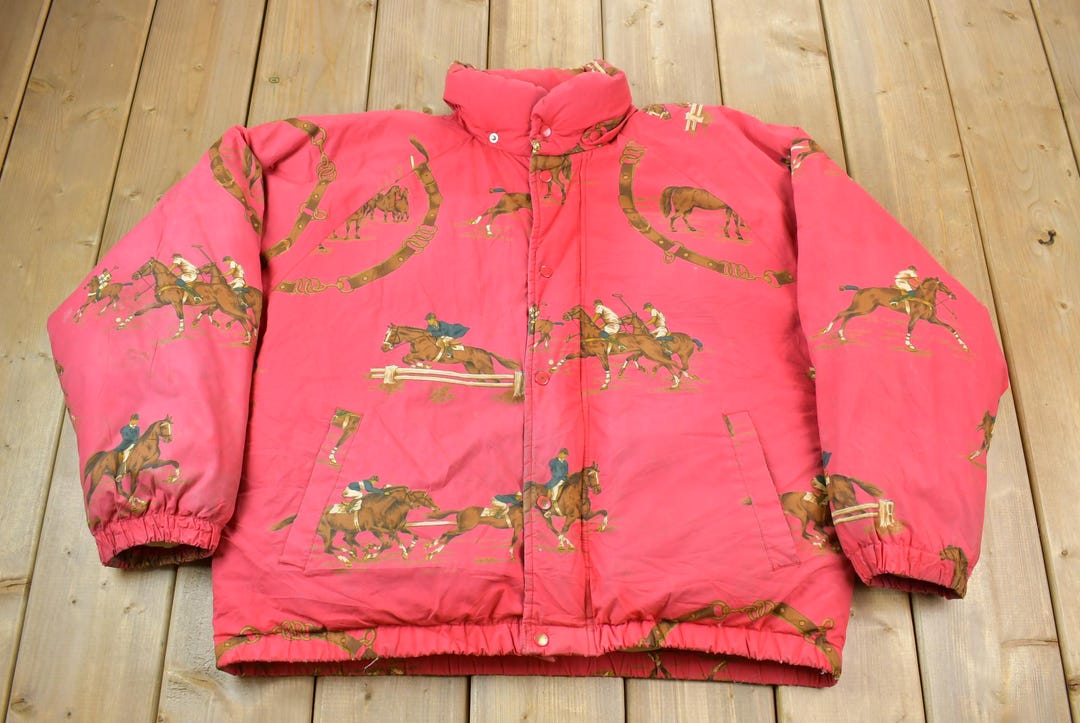 Vintage 1990s Ralph Lauren Large Equestrian Puffer Jacket / Vintage ...
