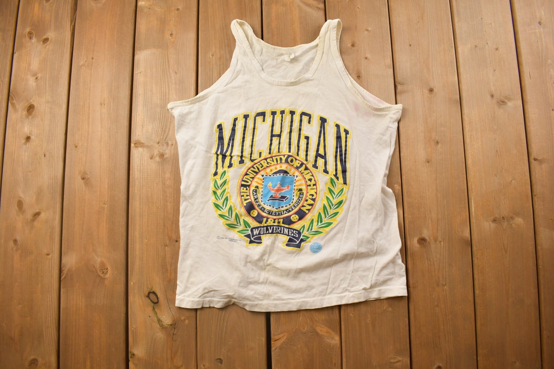 Vintage 1990s Michigan University Collegiate Tank Top / NCAA Tank Top ...