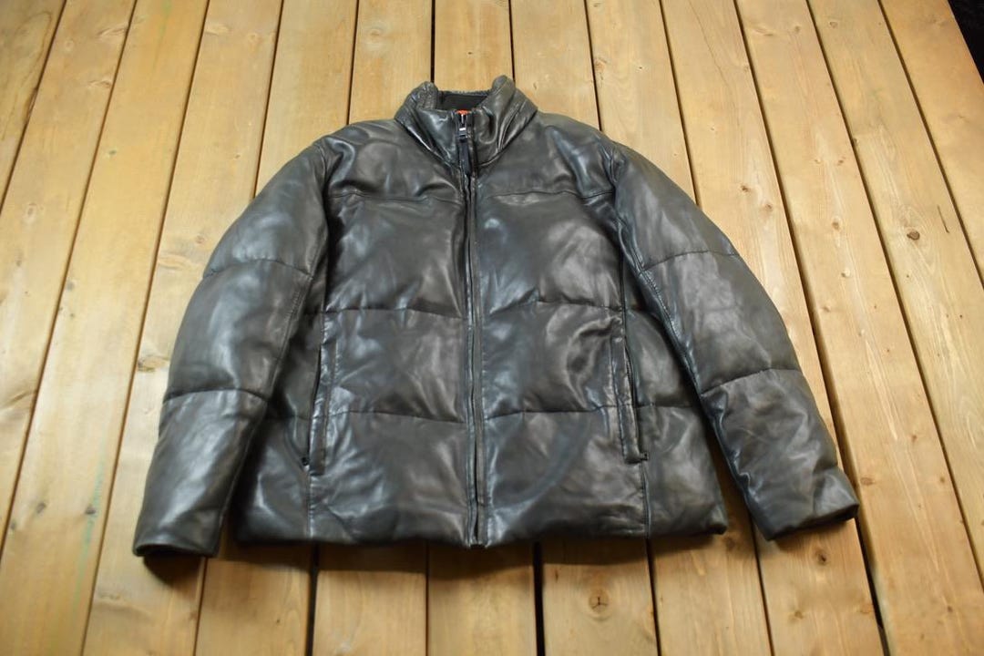 2000s Marc New York Leather Down Puffer Jacket / Fall Winter Outerwear ...