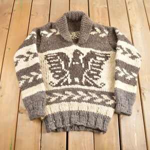 Vintage 1950s Hand-knit Eagle Theme Heavy Weight Sweater / Wool / True ...