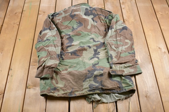 Vintage 1980s US Army Military Field Jacket / Button … - Gem