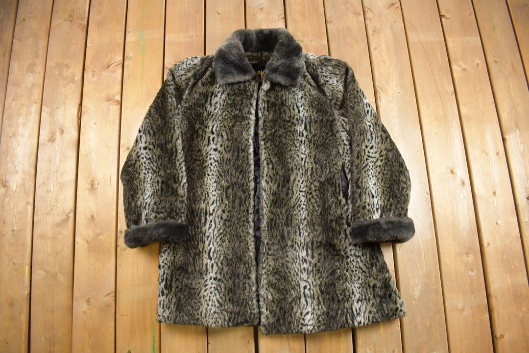 Vintage 1980s Cassini Faux Fur Coat / Leopard Print / Made in USA ...