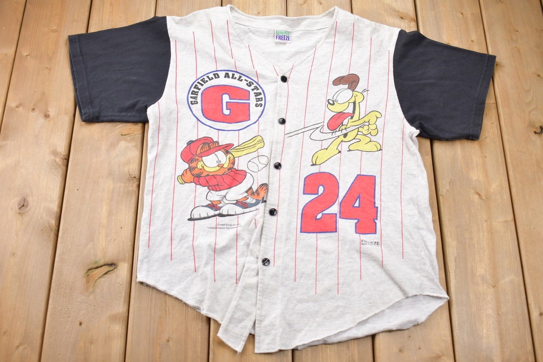 Vintage 1990s Garfield All Stars Baseball Jersey Graphic T-shirt / 90s ...