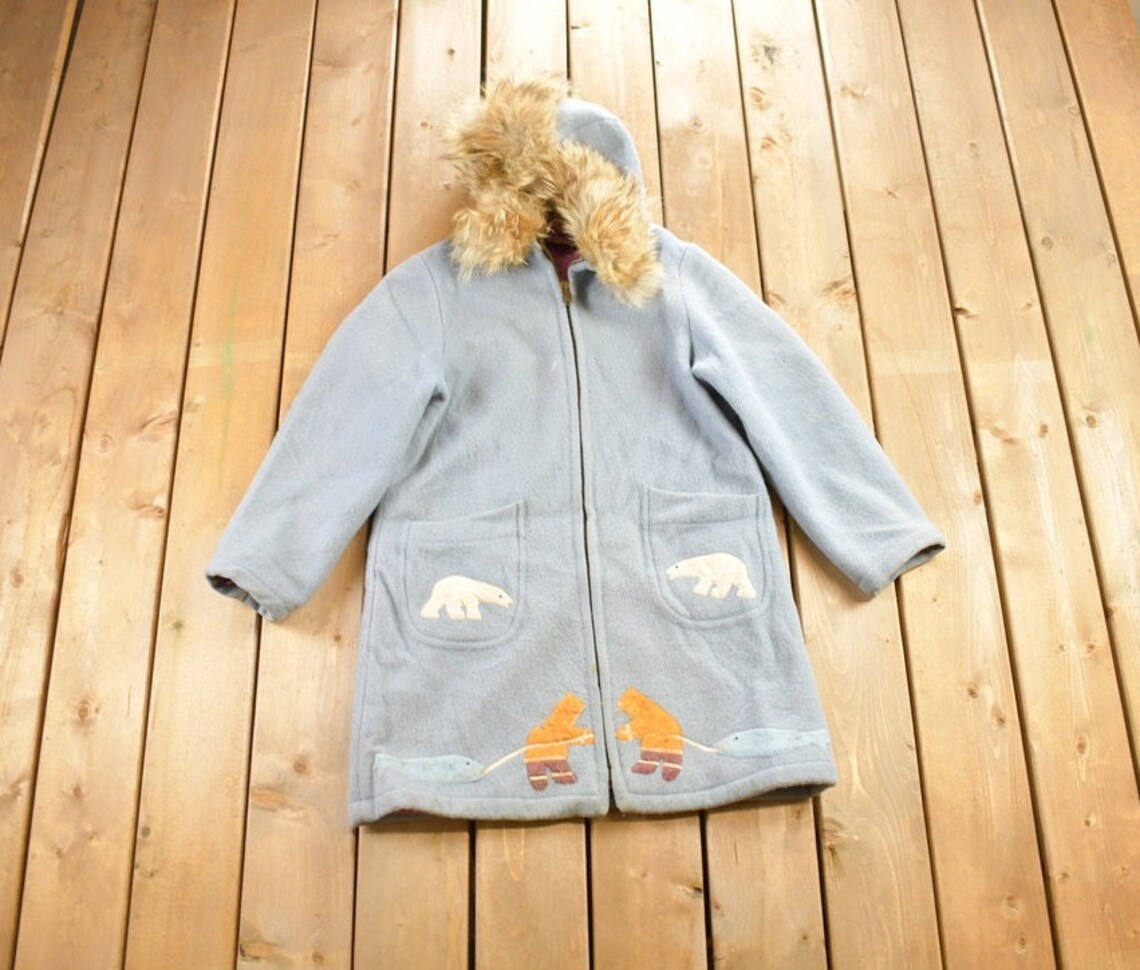 Vintage 1980s Inuvik Wool Jacket Polar Bear Vintage Wool Coat / Coyote ...