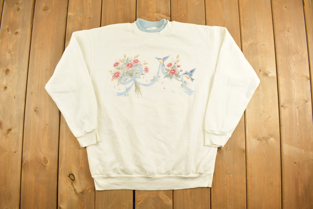 Vintage 1990s Carroll Reed Double Collar Floral Graphic Crewneck ...