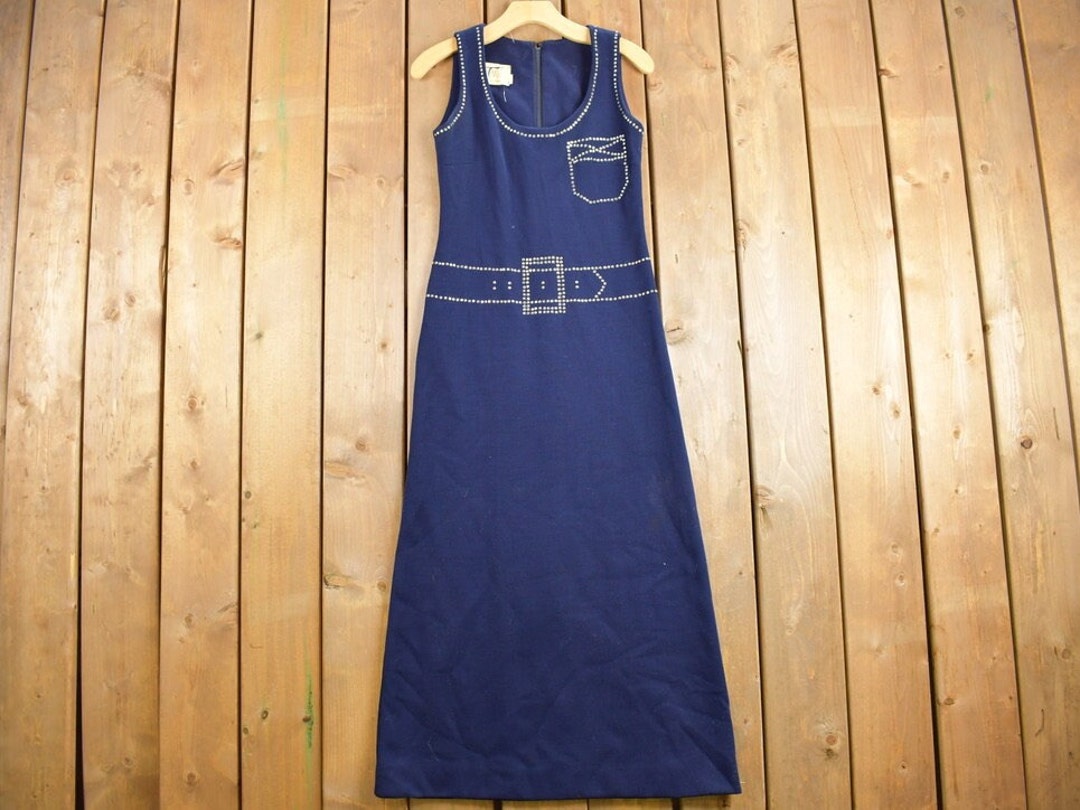 Vintage 1960s Tromp L'oeil Mr Mort Dress / Maxi Dress / Rhinestone ...