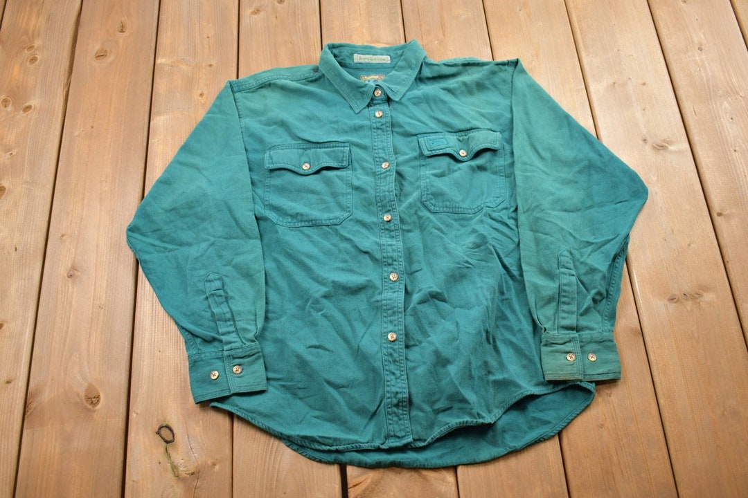 Vintage 1990s Royal Robbins Blank Turquoise Button up Shirt / 1990s ...