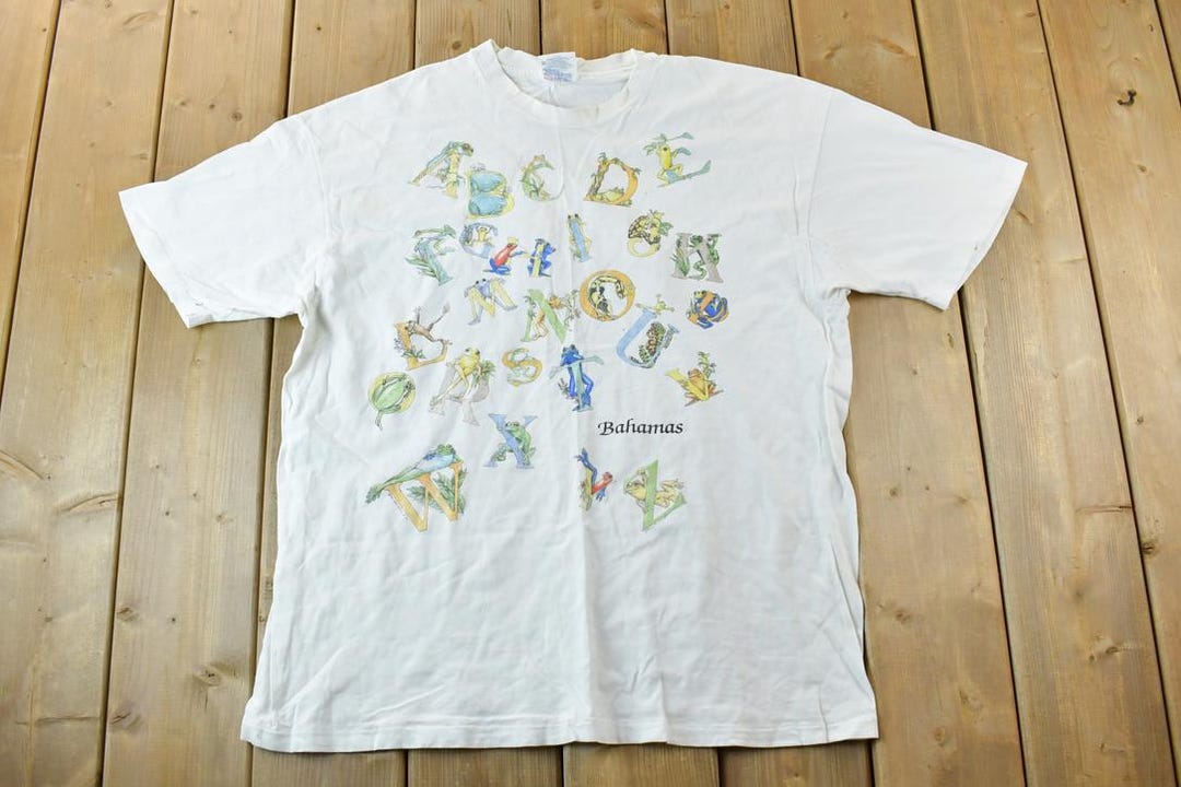 Vintage 1990s Bahamas Alphabet Frogs Souvenir T-shirt / Vintage ...
