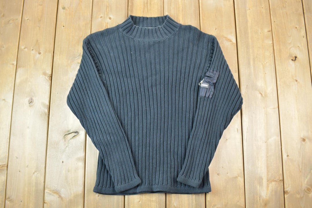 Vintage 1990s Point Zero Mock Neck 3D Colored Cable Knit Crewneck ...