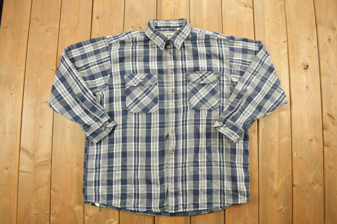 Vintage 1990s Field Master Plaid Flannel Button up Shirt / 1990s Button ...