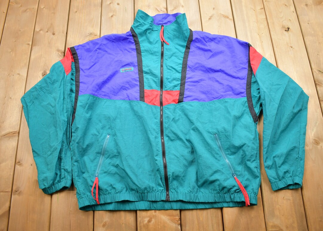 Vintage 1980s Columbia Sportswear Zip up Windbreaker Jacket / 80s Color ...