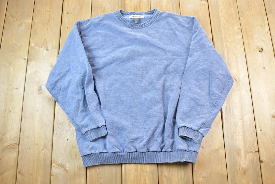 Vintage 1990s Albert Beattie Blank Light Blue Crewneck Sweatshirt / 90s ...