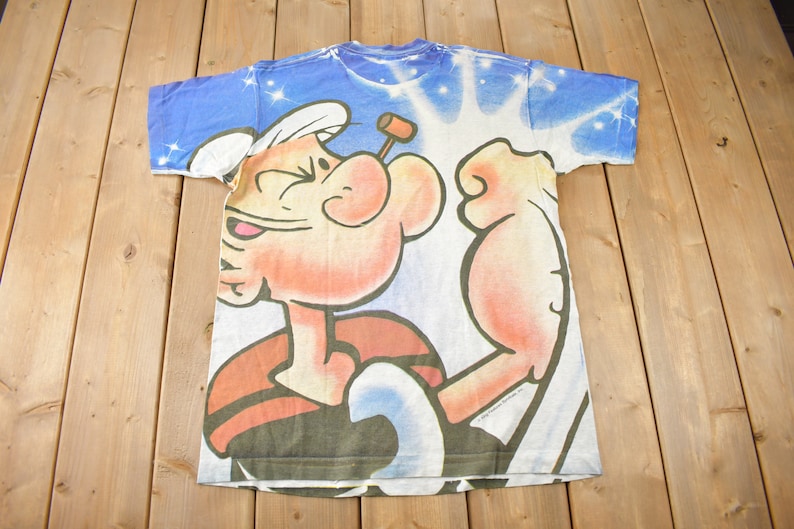 Vintage 1990s Popeye the Sailor All Over Print Single Stitch Graphic T ...
