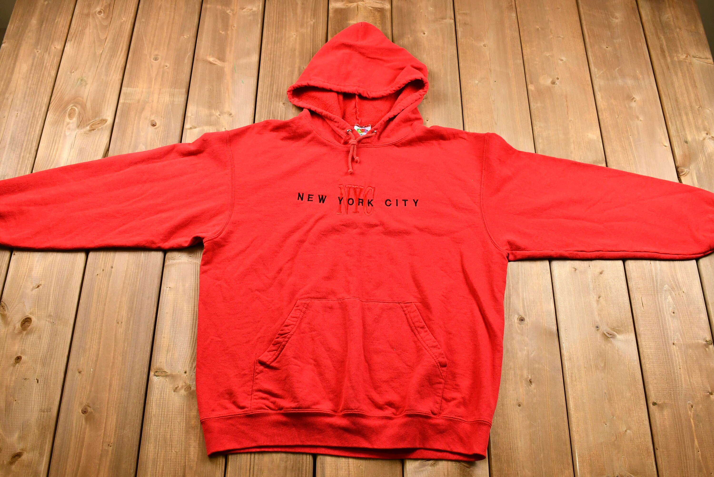 90s New York City Hoodie / Vintage Pullover / Spellout Print / | Etsy