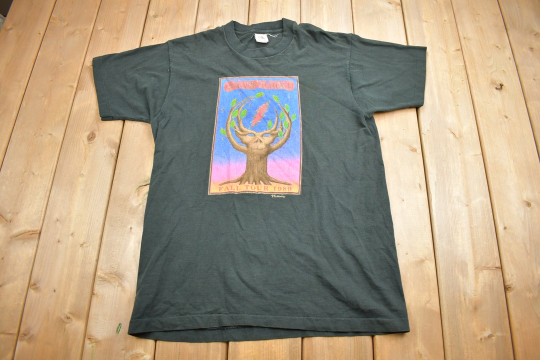 Vintage 1989 Grateful Dead Fall Tour Graphic Band Tee Single Stitch ...