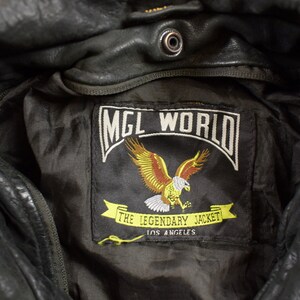 Vintage 1990s MGL World Leather Flight Jacket / Fall Outerwear ...