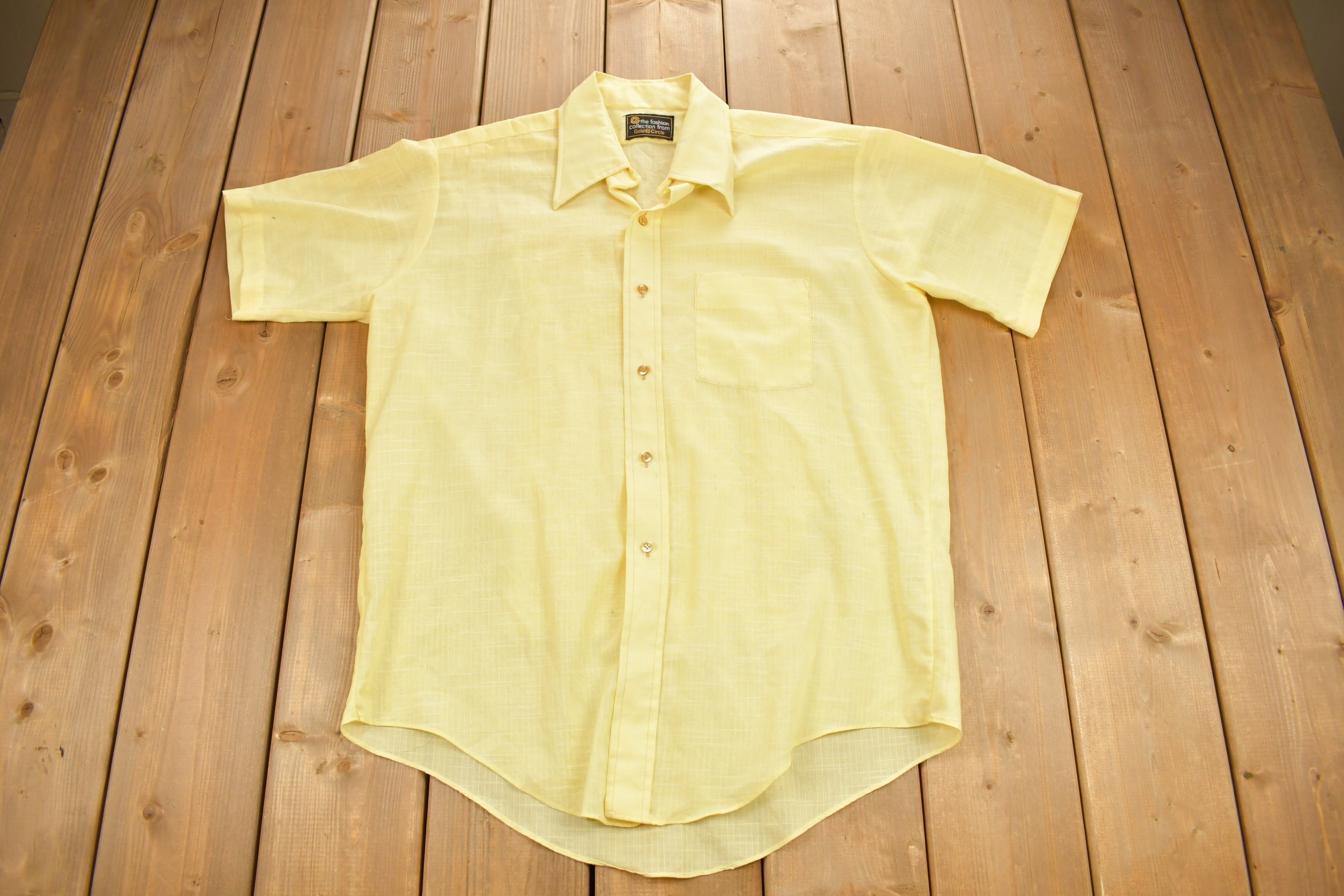 Vintage 1960s Gold Circle Blank Yellow Button up Shirt / 1960s - Etsy